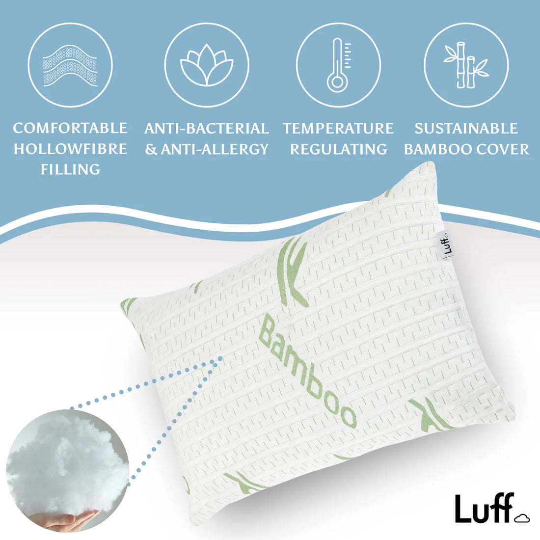 Luff Bamboo Forest Pillow | Soft Bamboo Pillow | Laud Sleep